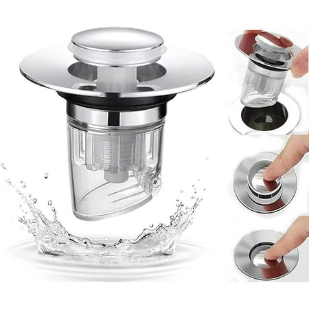 Triple Blockade Pop Up Sink Stopper, Anti-Odor Basin Stopper Bouncing ...