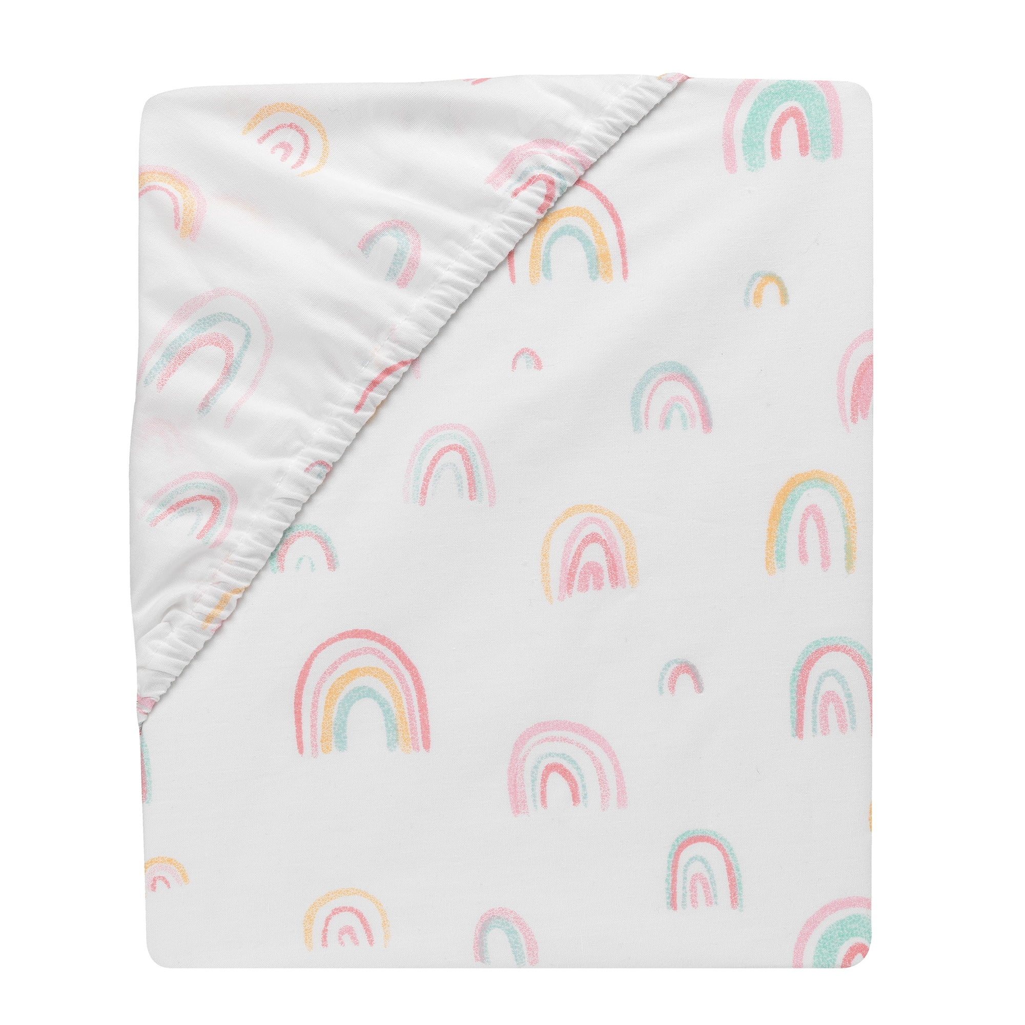 Lambs & Ivy Watercolor Pastel Rainbow 100% Cotton Baby Fitted Crib Sheet