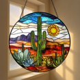 Cactus Faux Stained Glass Window Decor, Desert Botanical Suncatcher ...