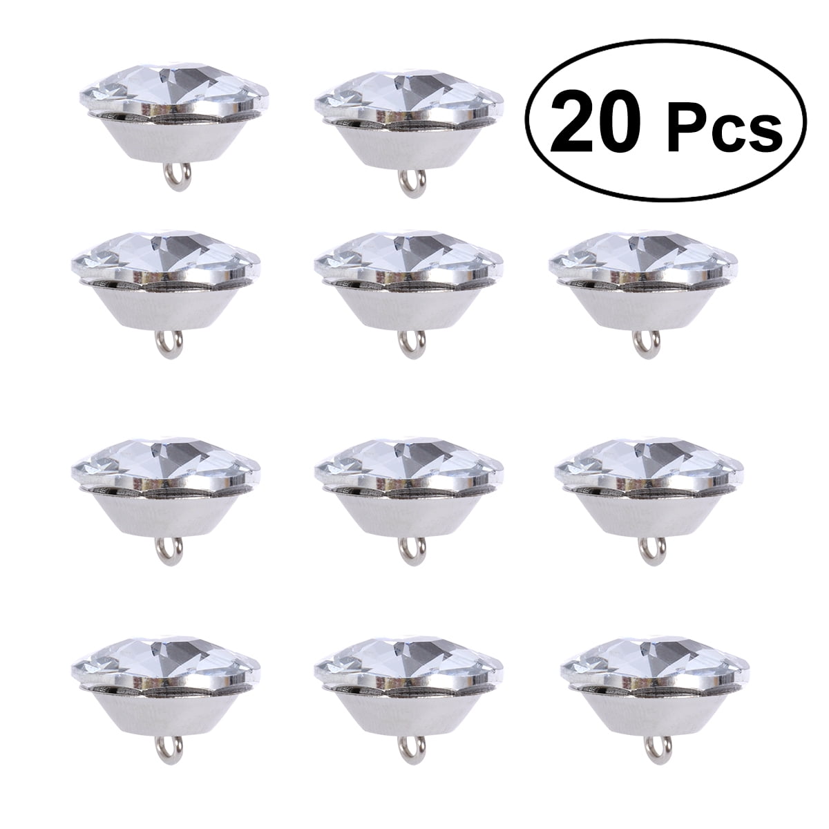OUNONA 20Pcs 25mm Rhinestone Crystal Buttons with Metal Loop Round ...