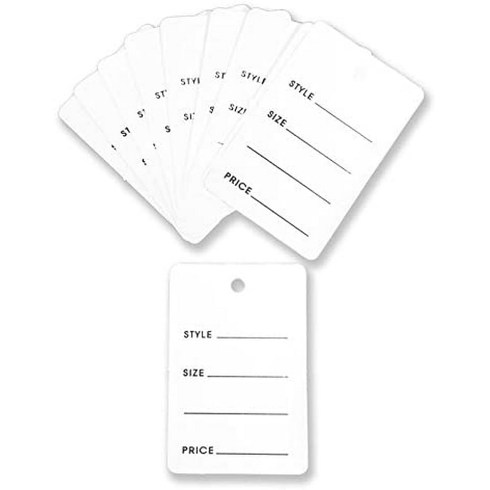 1000 Large White Style, Size & Price Unstrung Merchandise Tags 1.75" W ...