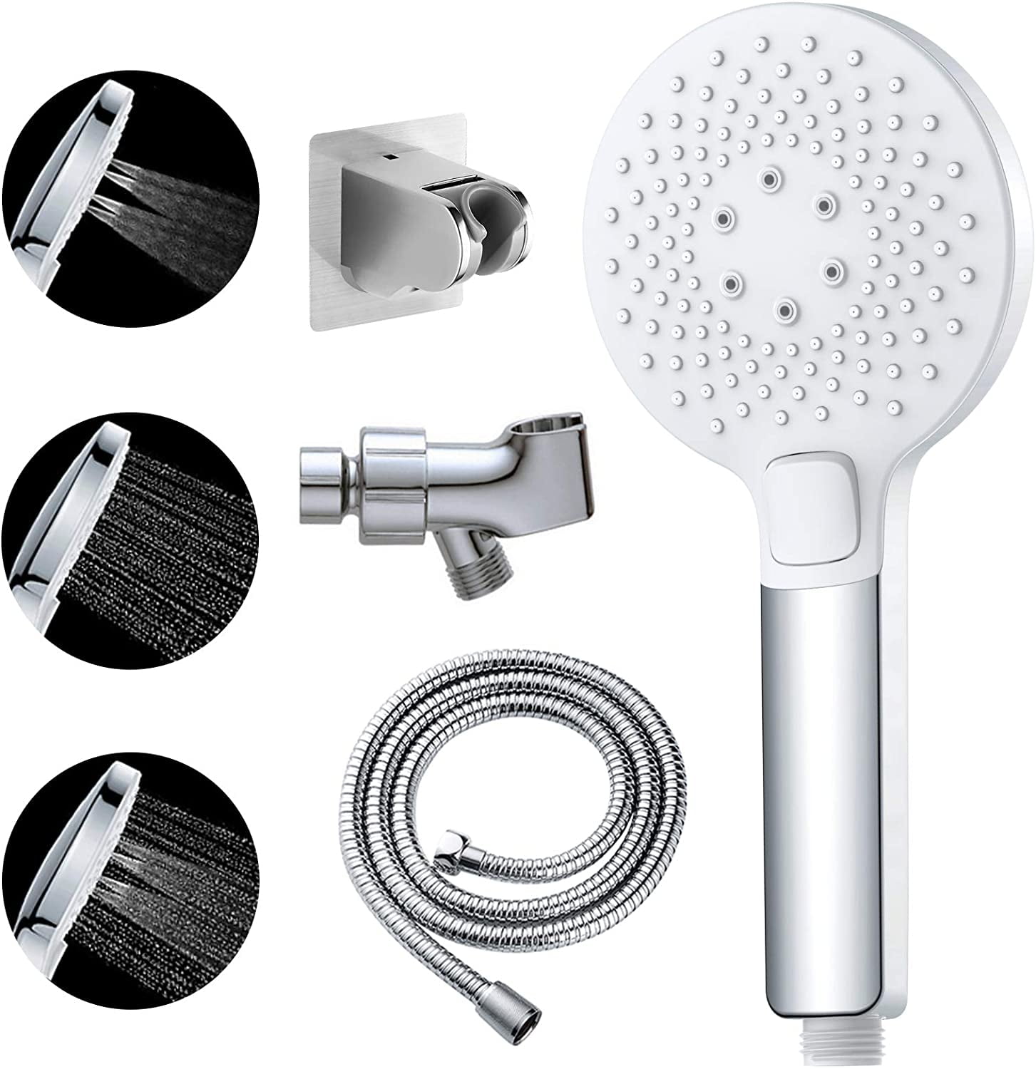 Handheld Shower Head with Flow Control Push-Button, High Pressure 3 ...
