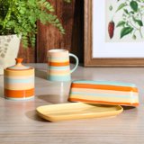Wanda June Home Vintage Stripe Orange Stoneware Butter Dish, Sugar ...