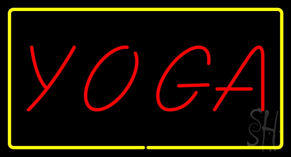 Red Yoga with Yellow Border LED Neon Sign 13 x 24 - inches, Black ...