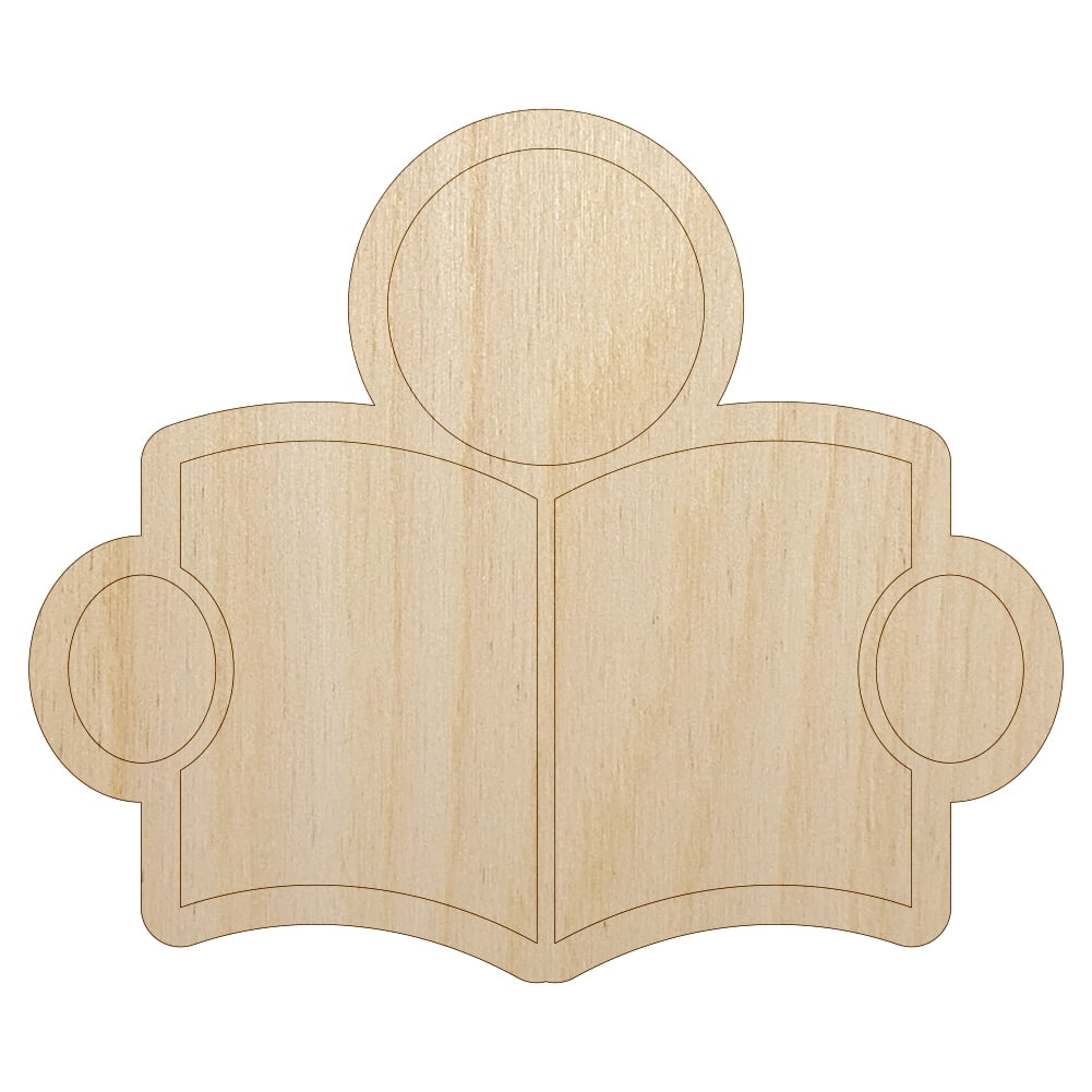 Reading Book Library Icon Wood Shape Unfinished Piece Cutout Craft DIY ...