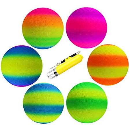ActEarlier Rainbow Playground Balls 8.5 inch (6 Pack) Kickball for Kids ...