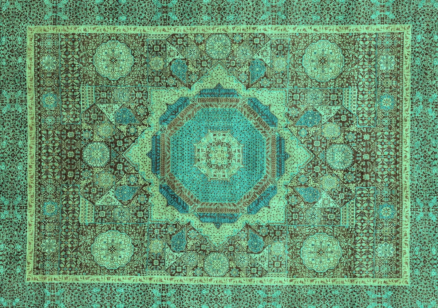Ahgly Company Indoor Rectangle Abstract Turquoise Blue Modern Area Rugs ...