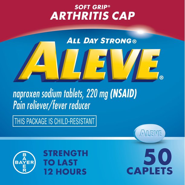 Aleve Caplets Soft Grip Arthritis Cap Naproxen Sodium Pain Reliever, 50 ...