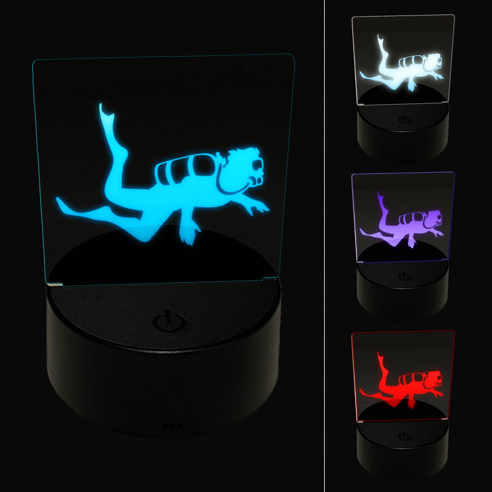 Scuba Diver Diving Swimming in the Ocean Underwater LED Night Light ...