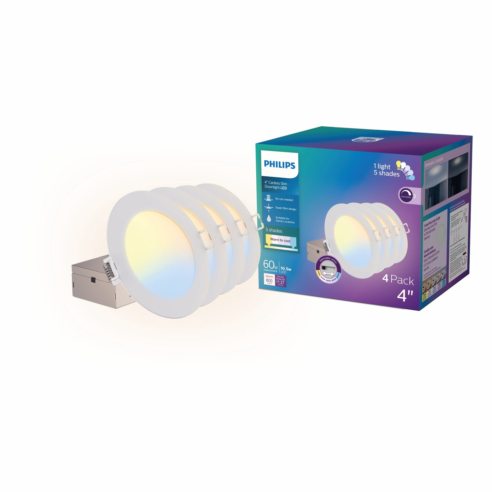 Click here for Philips 4inch Recessed Dimmable Led Lights 5cct 4p... prices