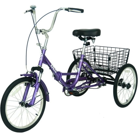 KNUS Adult Folding Tricycle,20/24 inch Single Speed Foldable Trikes,3 ...