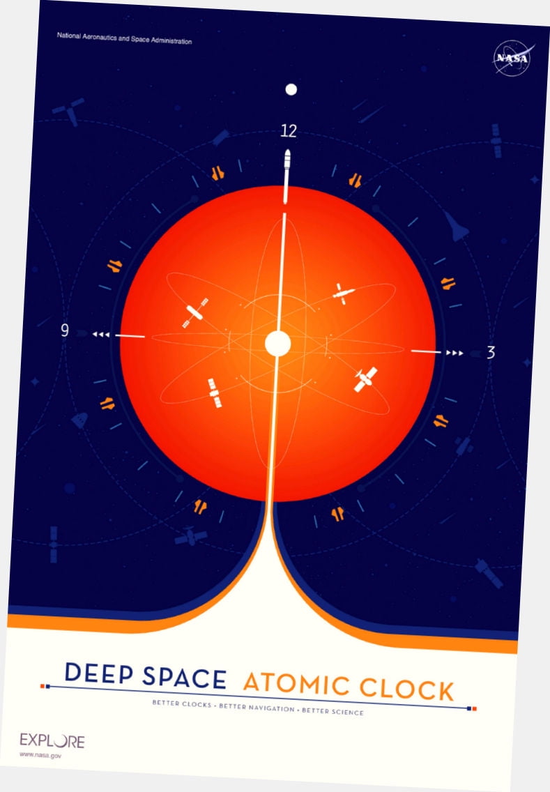 Nasa Atomic Clock Metal Sign 12inx 16in Art Print on Metal 12x16 Orange ...
