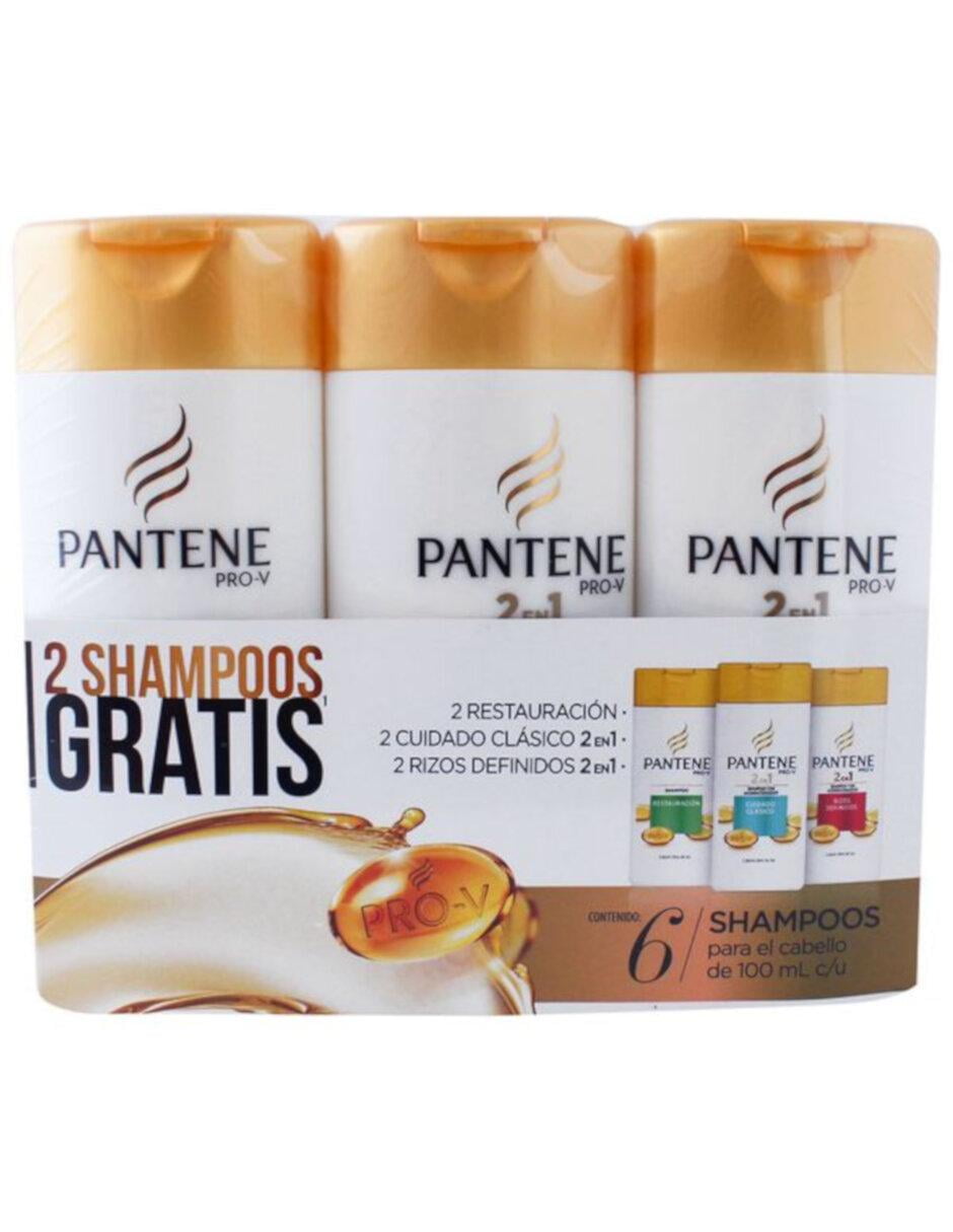 Pack de 8 Shampoo Pantene Restauración 2en1 Rizo 6/100 ml Pantene Mix ...