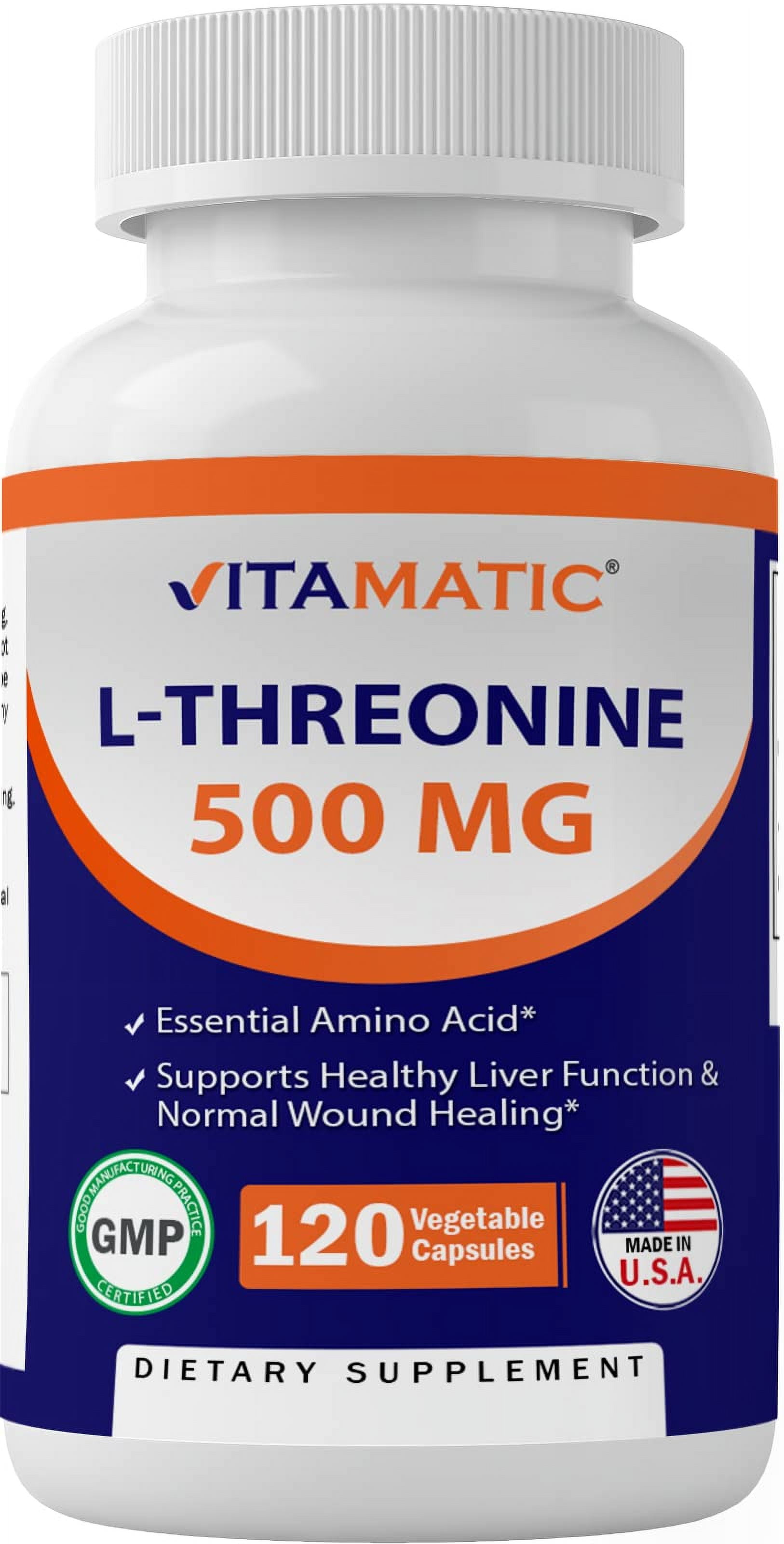 Suplemento vitamático de L-treonina 500 mg 120 cápsulas | Bodega ...