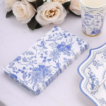 Efavormart 6 Pack White Blue Disposable Serving Trays with Chinoiserie ...