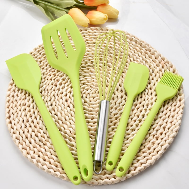 CSCHome Kitchen Cooking Set with Silicone Cooking Utensils Handle Round ...