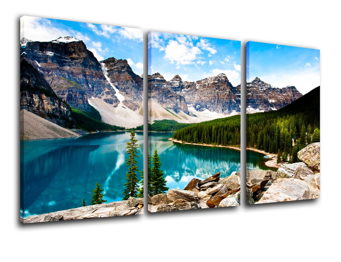 TISHIRON 3PCS Framed Canvas Wall Art Set,36"x24" Moraine Lake Canvas ...