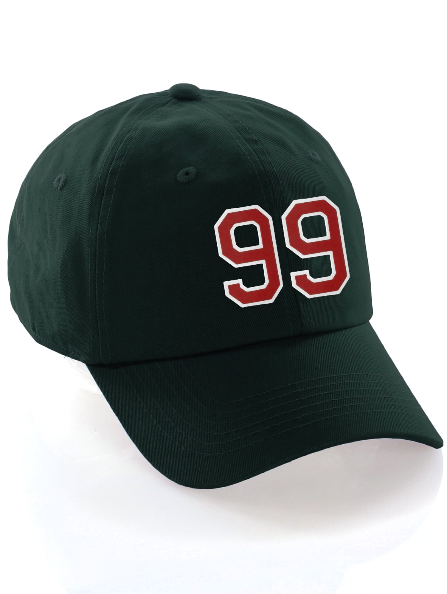 Customized Number Hat 00 to 99 Team Colors Baseball Cap, Dk Green Hat ...