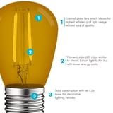 Luxrite 12-Pack S14 Edison LED Yellow Light Bulbs 0.5W Colored LED ...