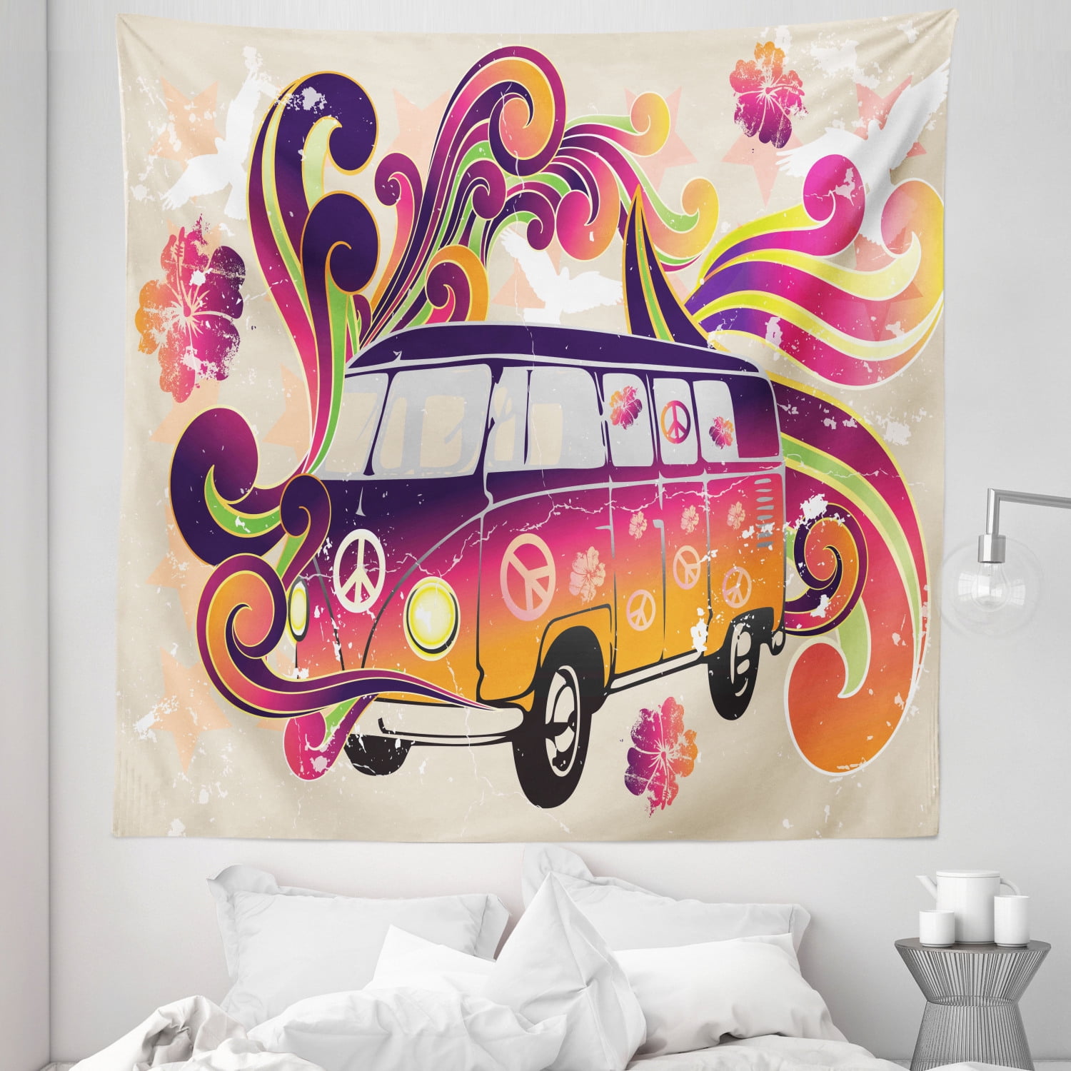 Boho Tapestry, Peace Van Funny Minivan Explorer Caravan Paisley ...