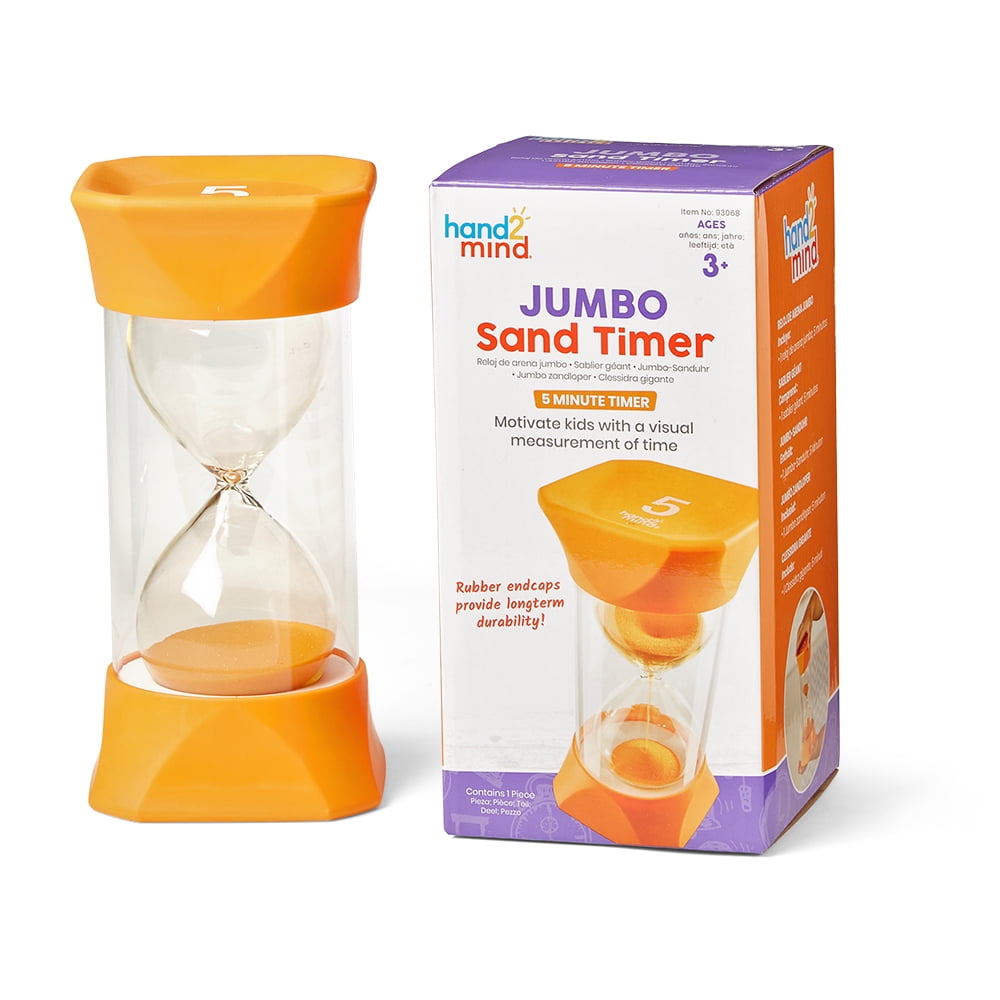 hand2mind Orange Jumbo 5 Minute Sand Timer with Rubber End Caps - Walmart.com