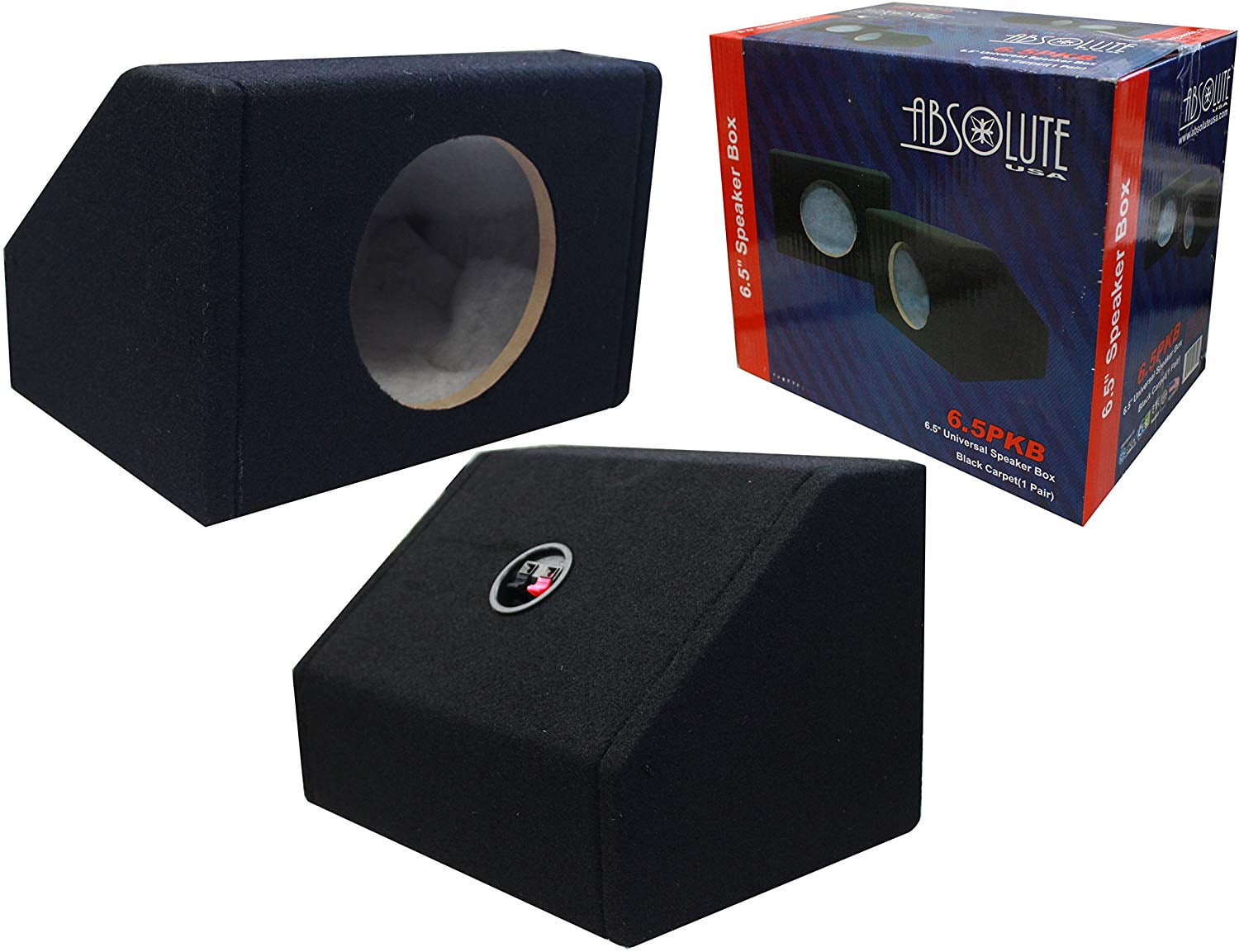 2 Absolute 6.5" Single Angled Subwoofer Enclosure Speaker Box - Black ...