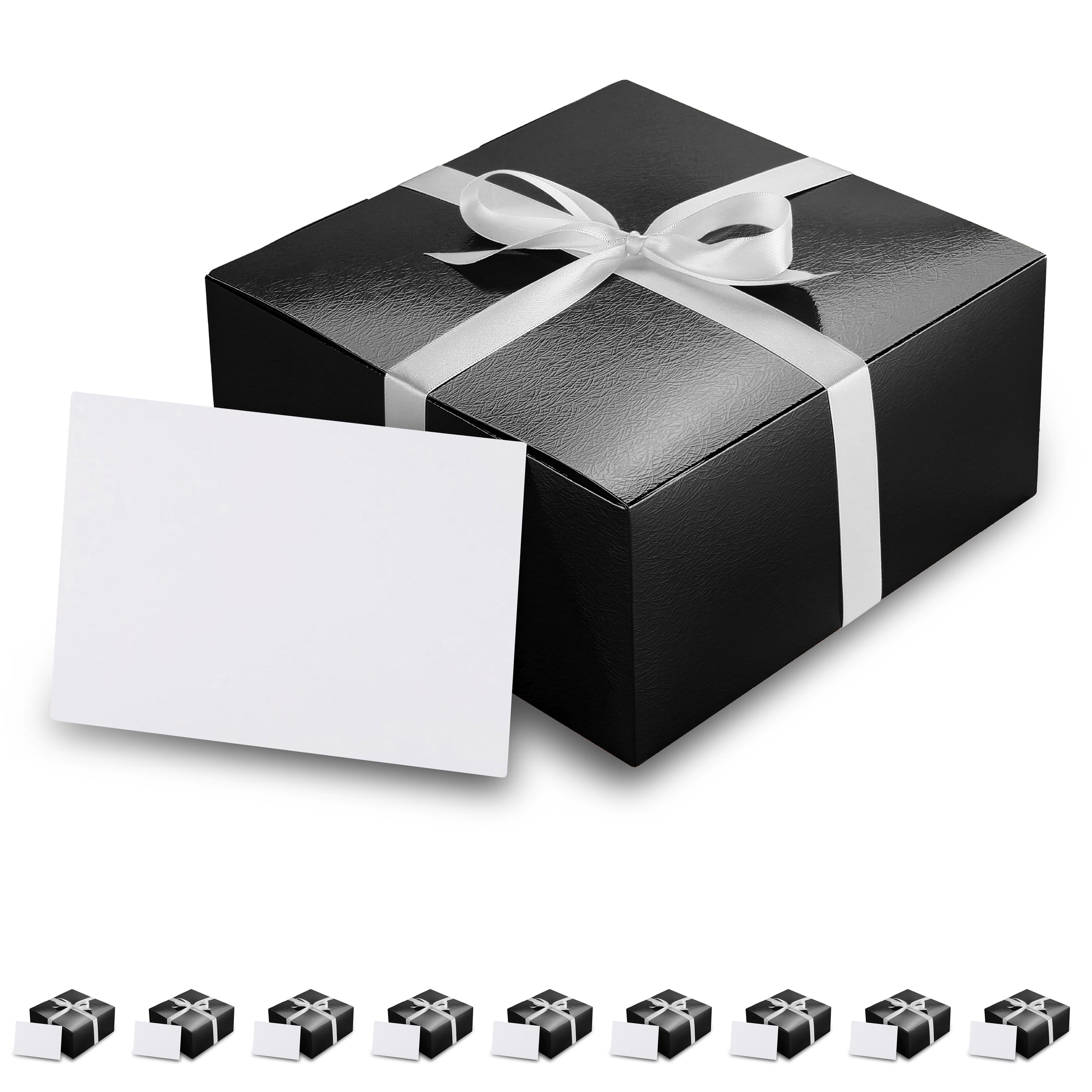 10 Gift Boxes with Lids 8x8x4 Inches, Black Groomsmen Gift Boxes, Paper ...