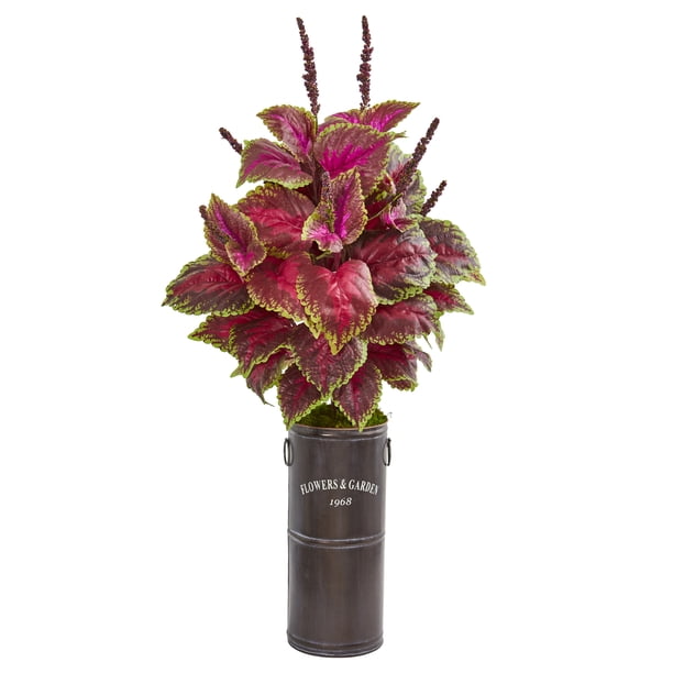 Nearly Natural 37” Coleus Artificial Plant in Decorative Planter ...