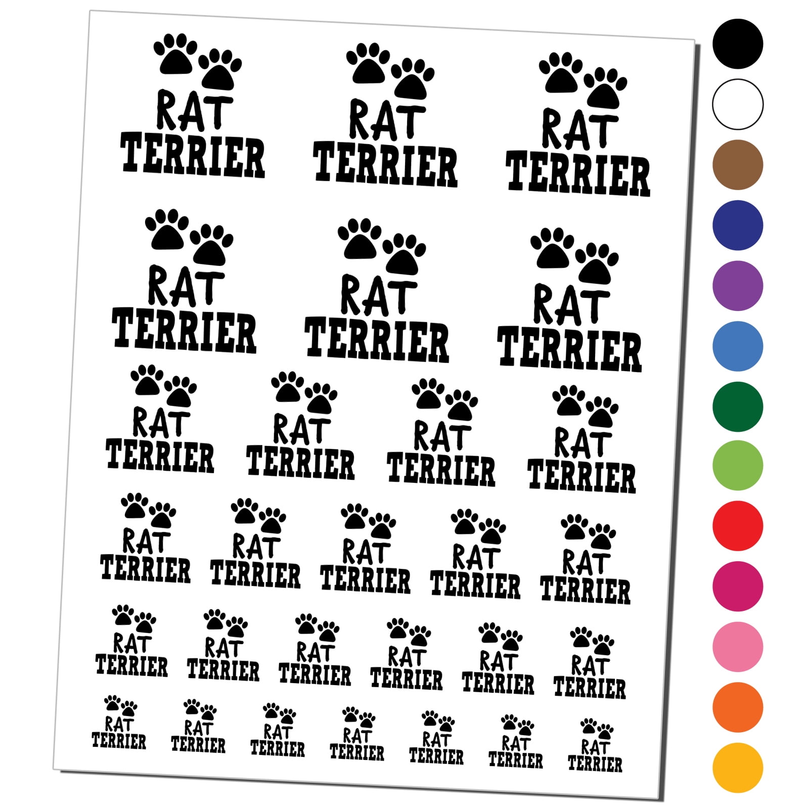 Rat Terrier Dog Paw Prints Fun Text Water Resistant Temporary Tattoo ...