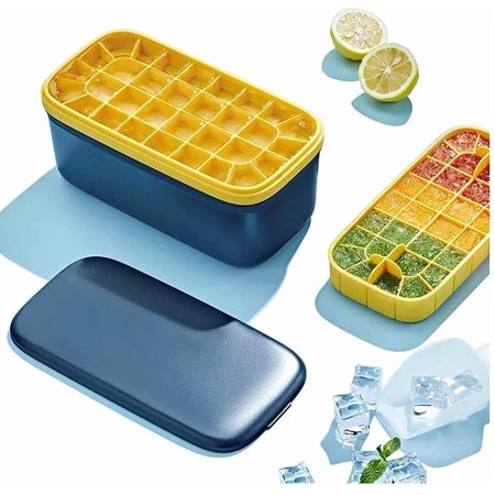 Ice Cube Trays with Bin, Ice Bin - Easy Release Ice Cube Trays with Box ...