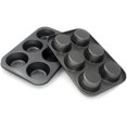 Non-Stick Muffin Pans, 6-Cup Set of 2 Jumbo Baking Pans with a Spatula ...