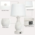 PARTPHONER Washed White Touch Control Table Lamp Set of 2 with USB ...