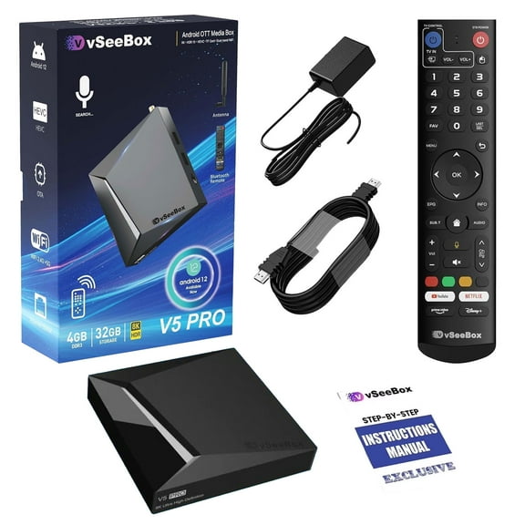 2025 Vseebox V5 Pro Android 12 Version 8K Voice Control Streaming Media ...