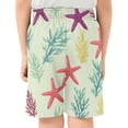 BZSMCE Adjustable Drawstring Casual Shorts With Coral Starfish Green ...