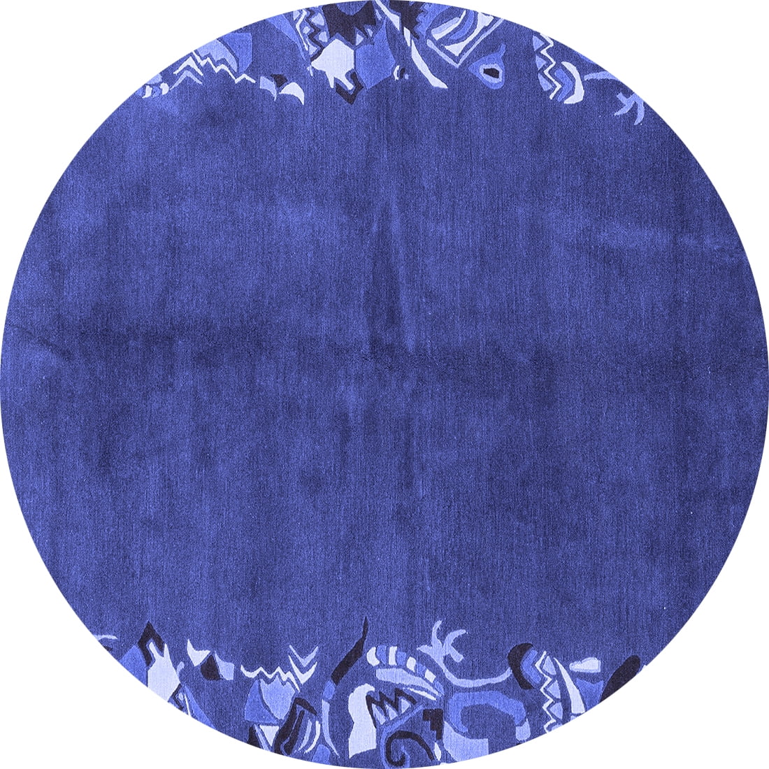 Ahgly Company Machine Washable Indoor Round Abstract Blue Modern Area ...