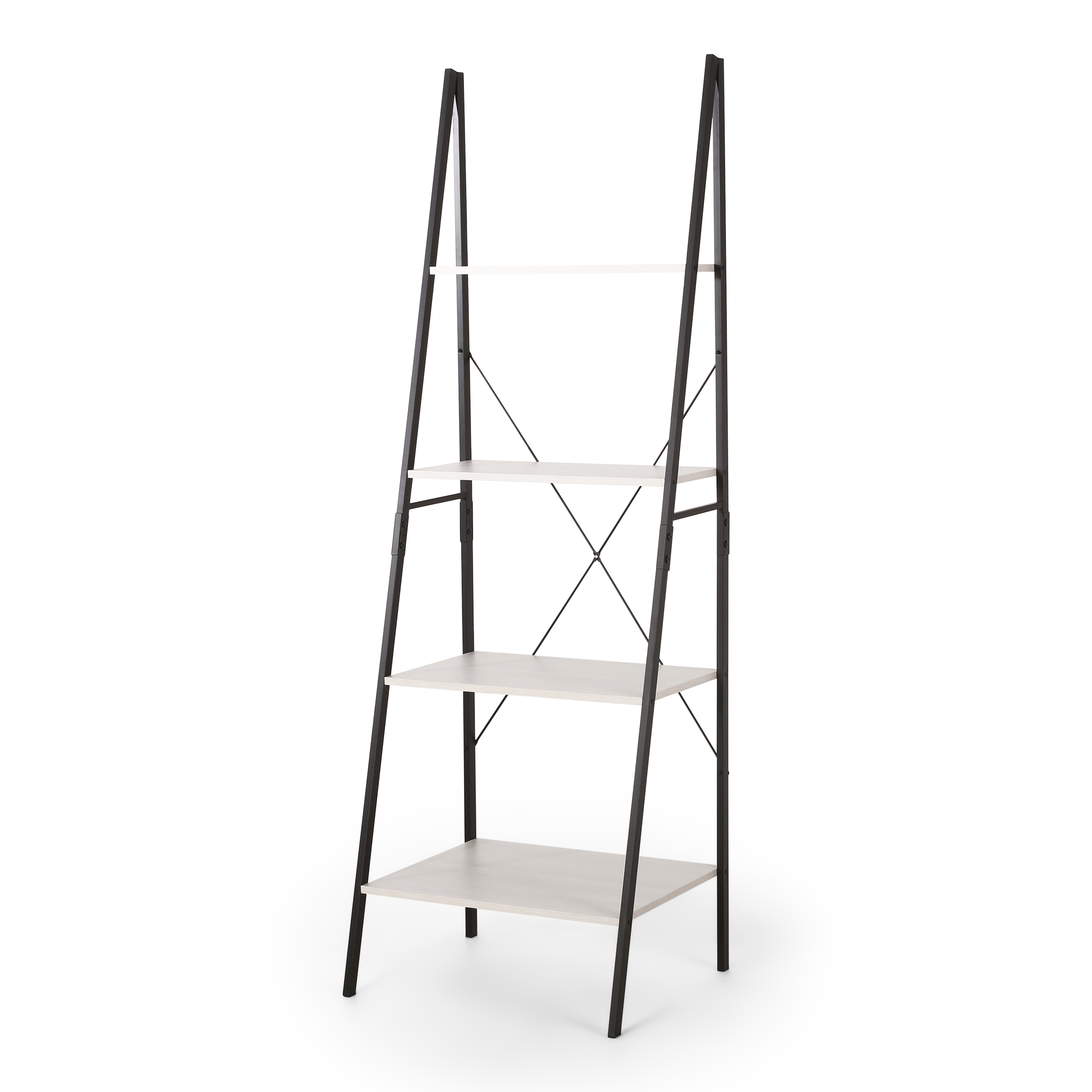 Noble House Bremen Iron 4 Shelf Ladder Bookcase, White/Black - Walmart.com