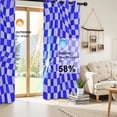 Blue Wavy Checkered Pattern Blackout Curtains,Triple Weaved Fabric ...
