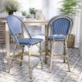 Furniture of America Reo Aluminum Patio Counter Dining Chair in Blue ...