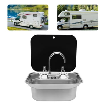TOOL1SHOoo Small Drain Mobile RV Caravan Kitchen Sink with Cover, 304 ...