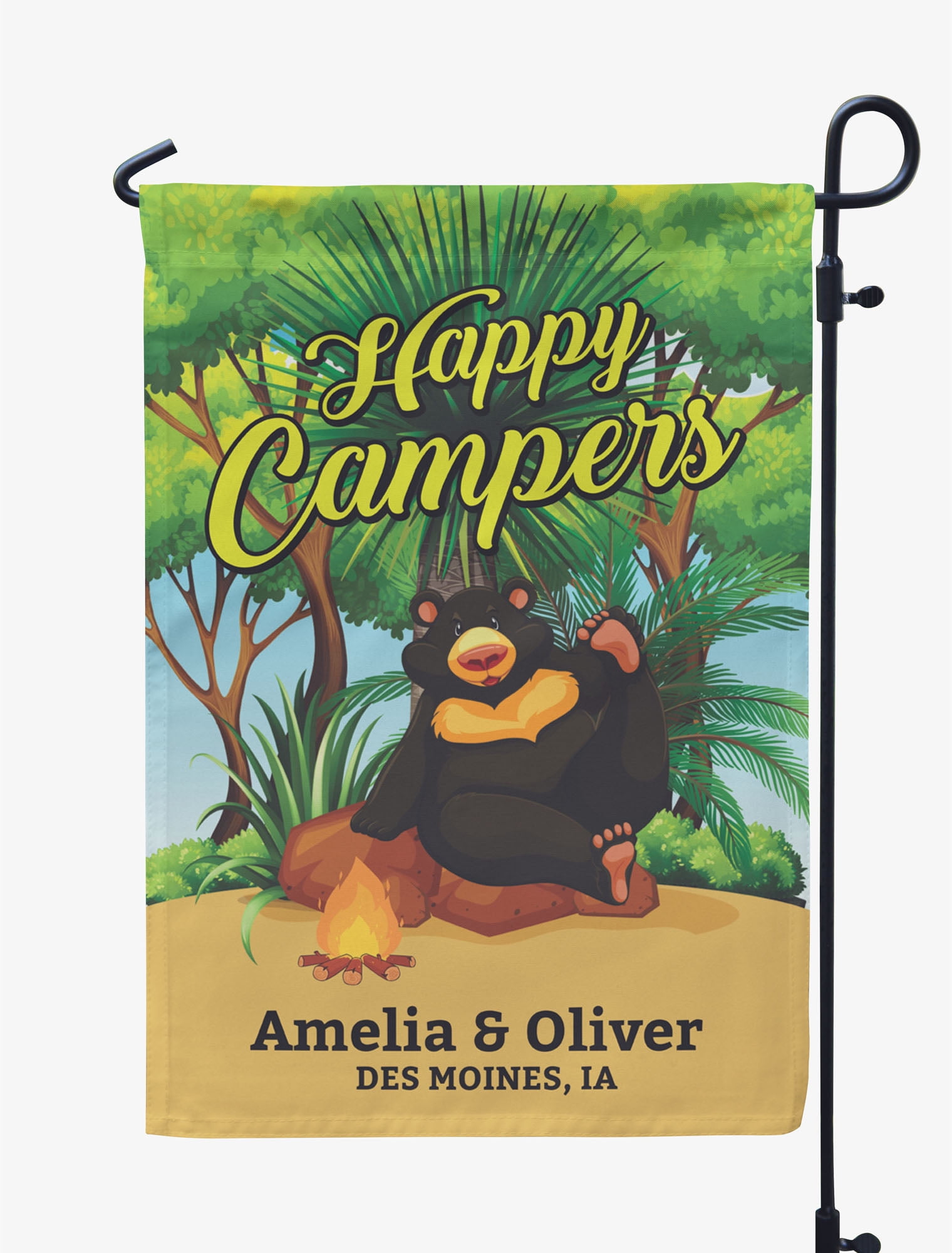 Printtoo Multicolor Happy Campers Campsite 12.5x18 Inches Double ...