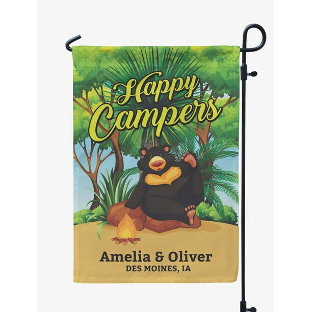 Printtoo Multicolor Happy Campers Campsite 12.5x18 Inches Double ...