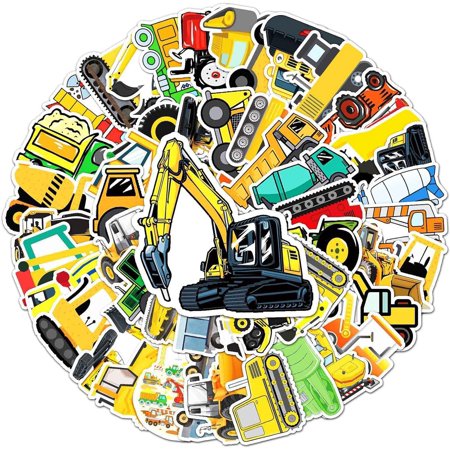 50Pcs Construction Vehicles Stickers, Waterproof Engineering Vehicles ...