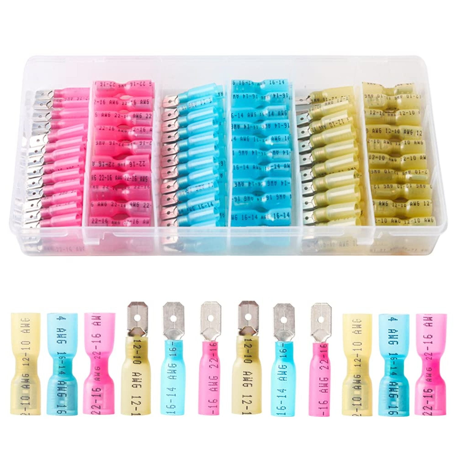 Bilot 140PCS Heat Shrink Spade Connectors, Electrical Spade Wire ...