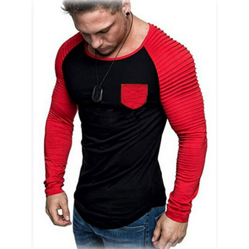 Focusnorm Focusnorm Men Slim Fit O Neck Long Sleeve Muscle Tee T