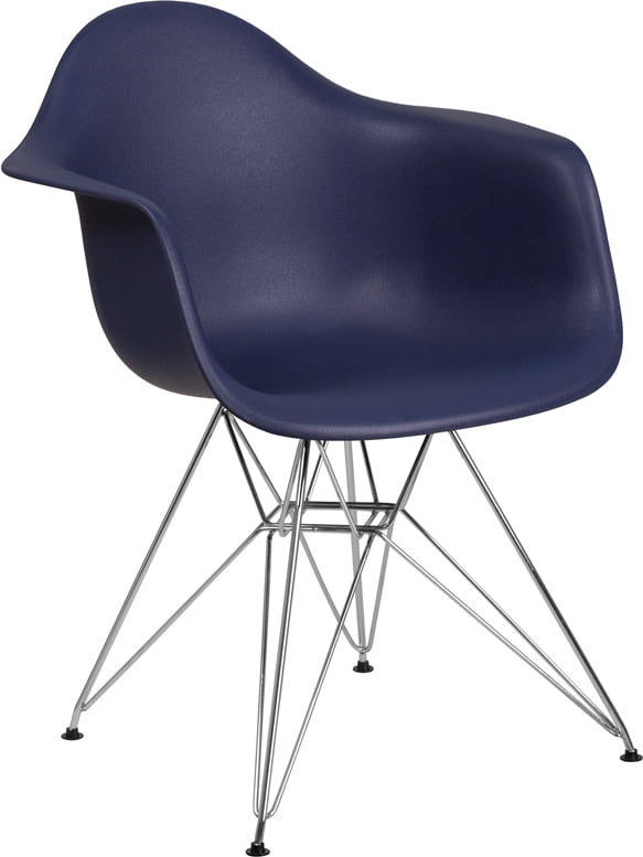 Navy Plastic Chair with Arms and Chrome Base - Walmart.com