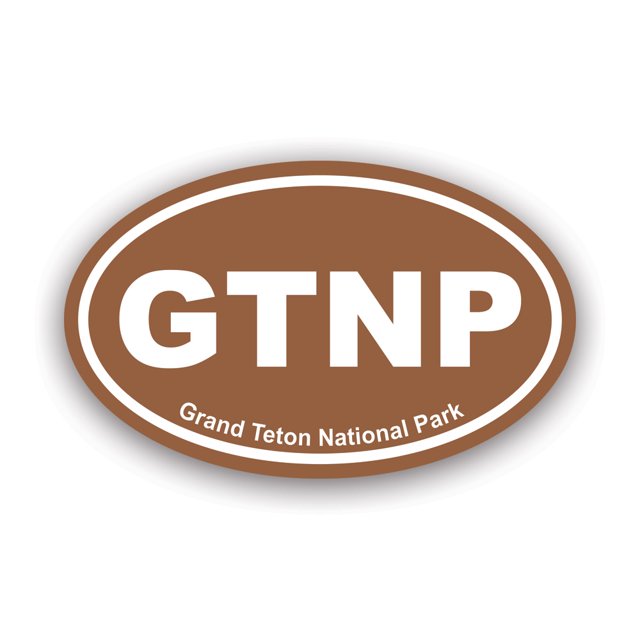Grand Teton National Park Brown Oval Sticker Decal - Self Adhesive ...