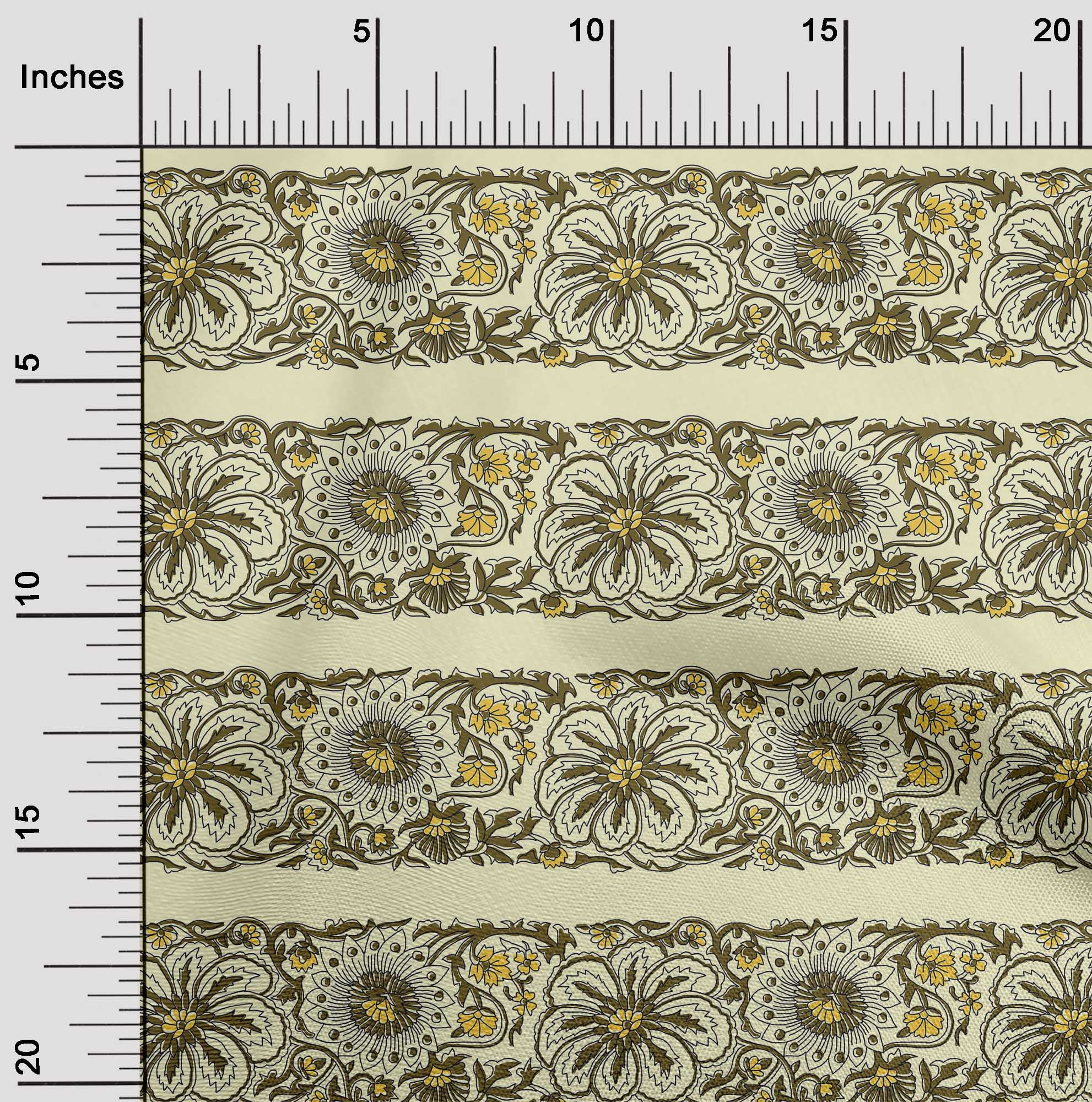 oneOone Cotton Silk Fabric Leaves & Floral Block Print Fabric By The ...