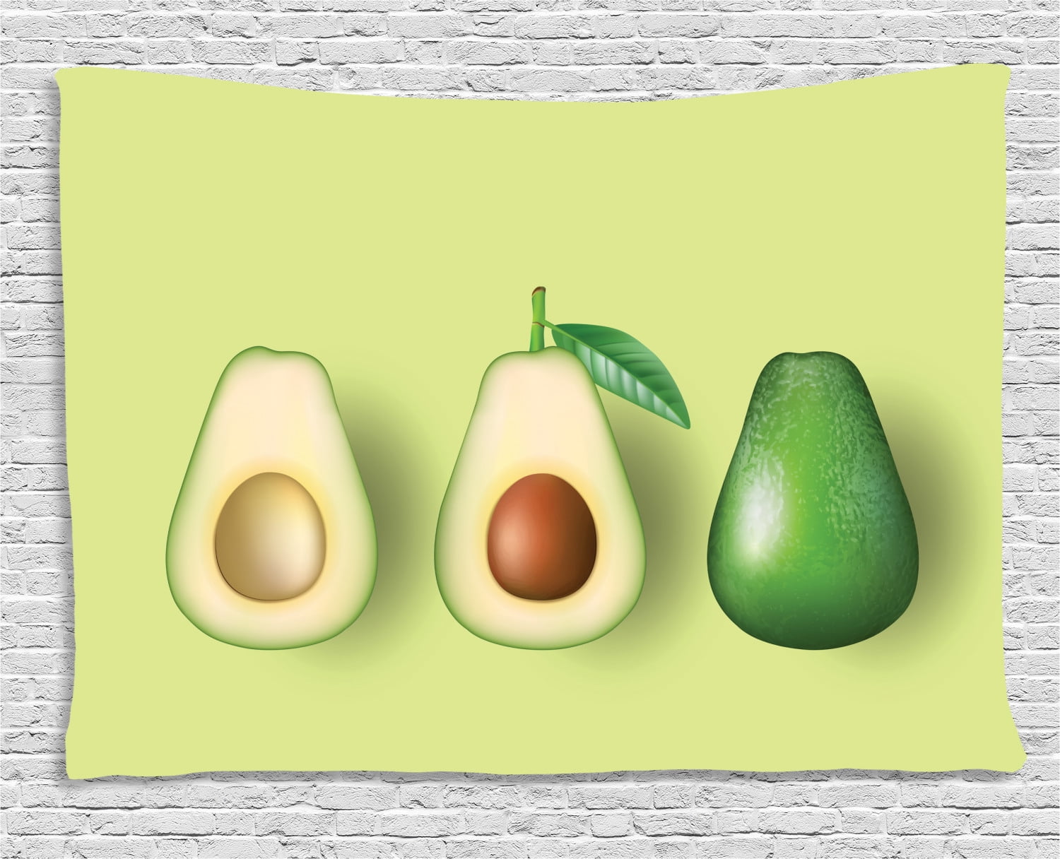 Avocado Tapestry, Realistic Avocado Cut in Half Image with Brown Seeds ...