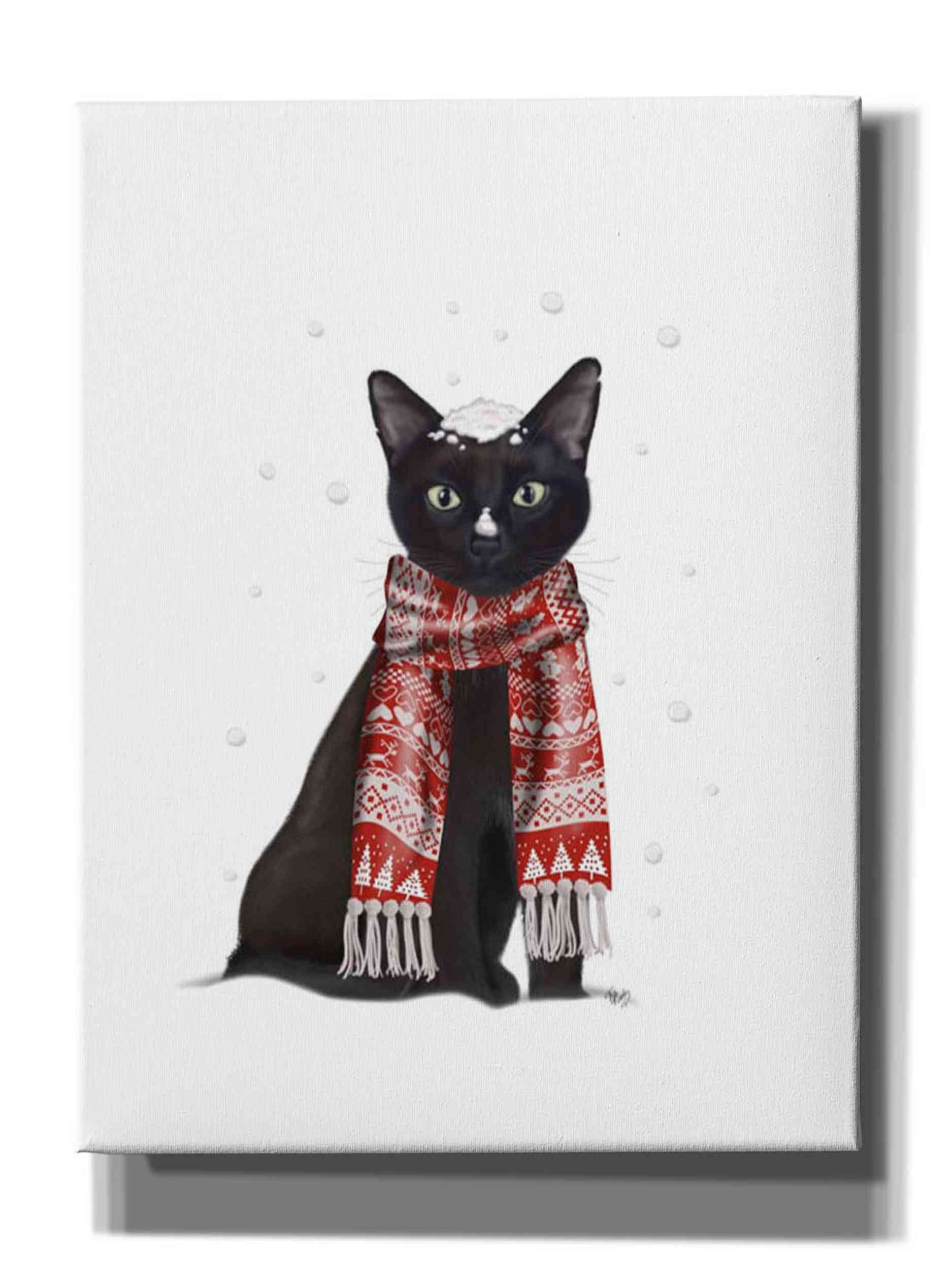 Epic Graffiti 'Black Cat, Red Scarf' by Fab Funky Canvas Wall Art, 12 ...
