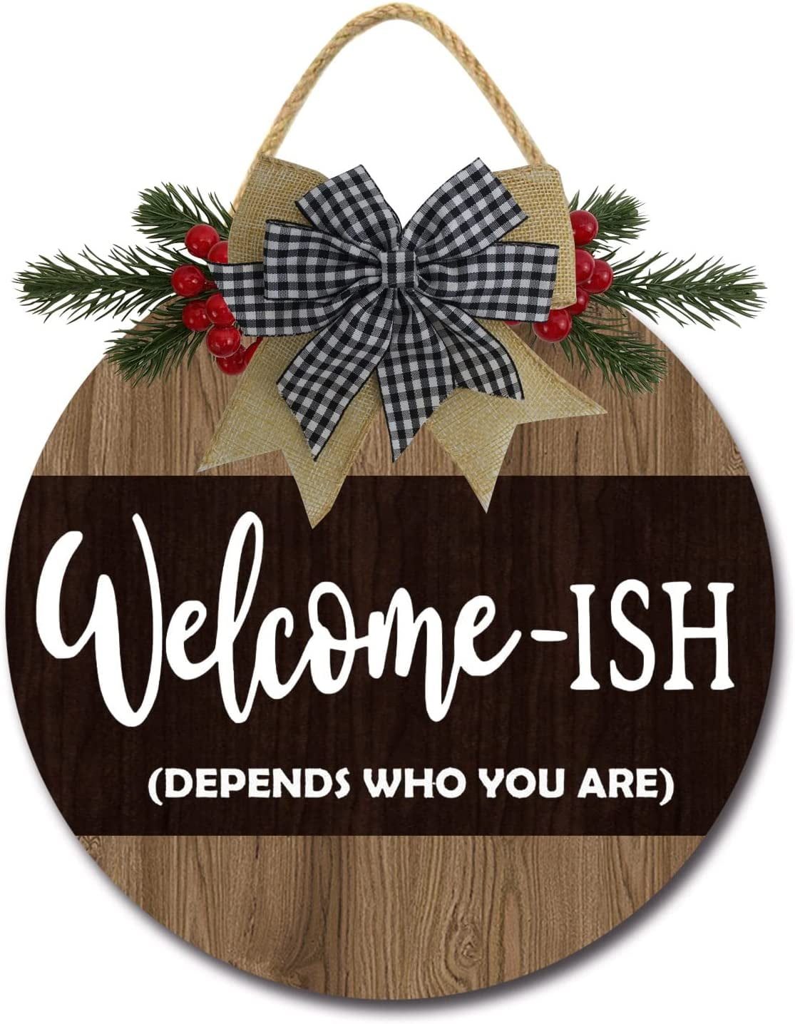 Eveokoki 12" Welcome-ish Sign for Front Door Farmhouse Porch Rustic ...